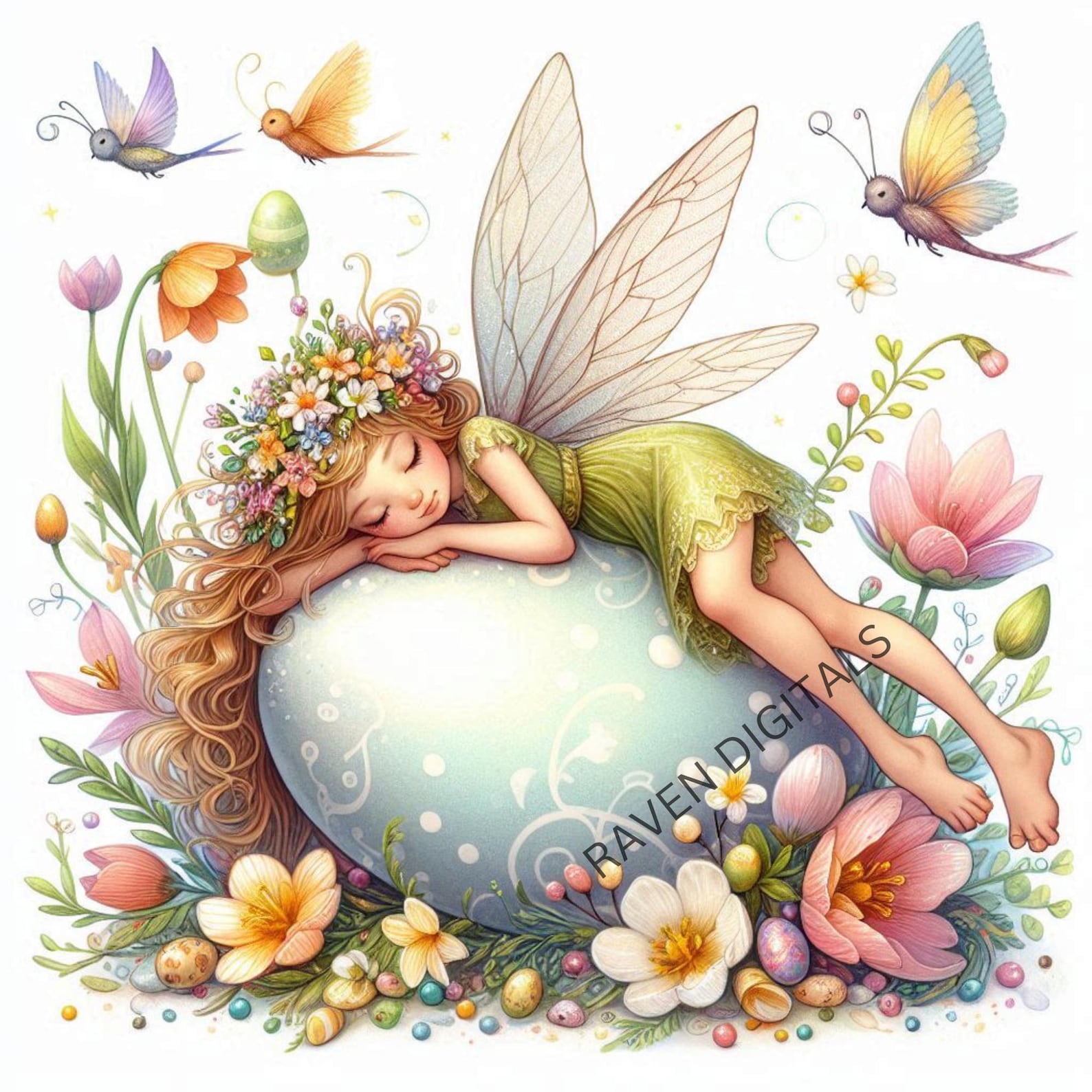 Watercolor Fairies PNG Set, Easter Fairies, Easter Clipart, Commercial ...