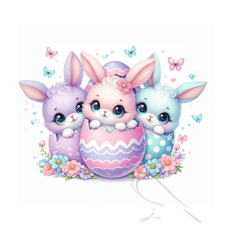 Easter Bunny, Watercolor PNG Clipart Set of 24, Commercial Use - Etsy