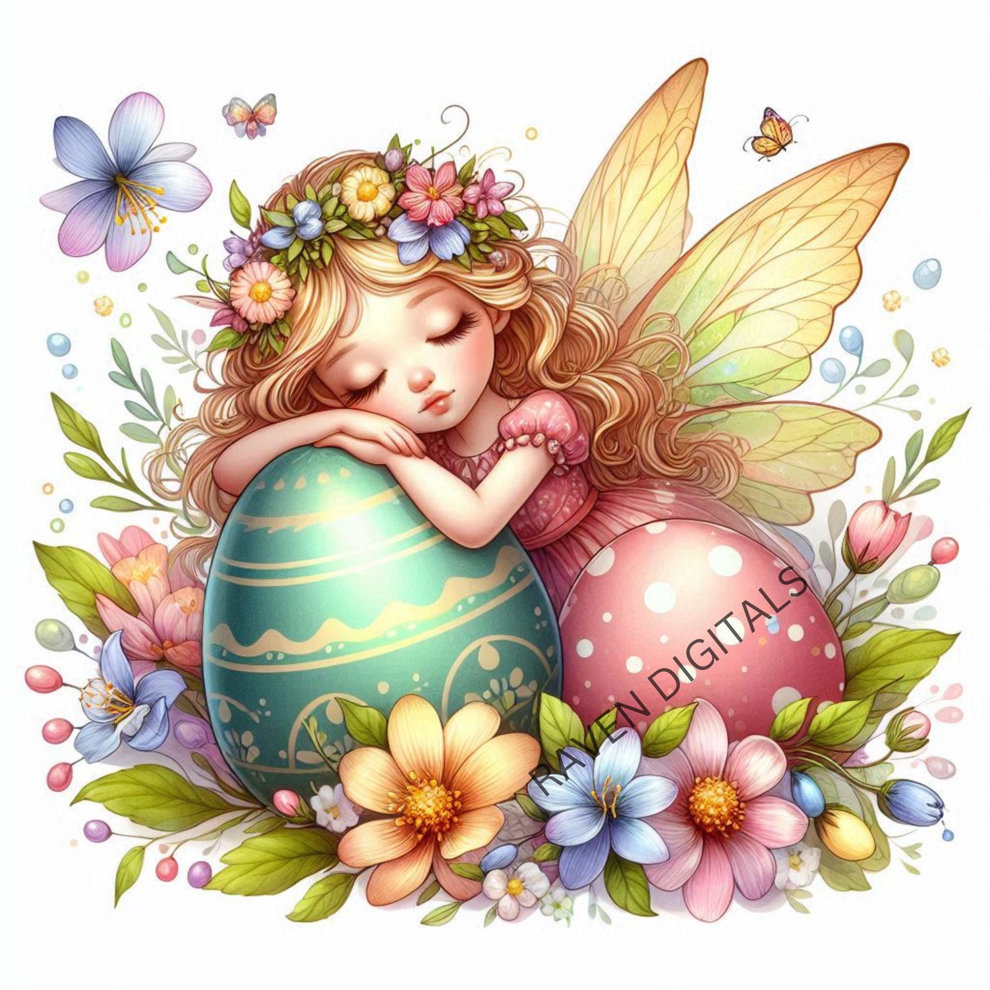 Watercolor Fairies PNG Set, Easter Fairies, Easter Clipart, Commercial ...