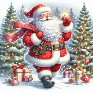 Christmas Clipart, Santa Clause PNG, North Pole, Watercolor Christmas ...