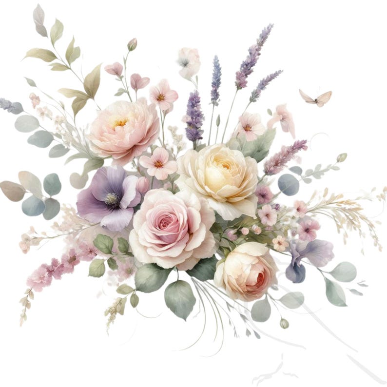 Watercolor Spring Floral Clipart: 24 Flower PNG Set (digital Download ...