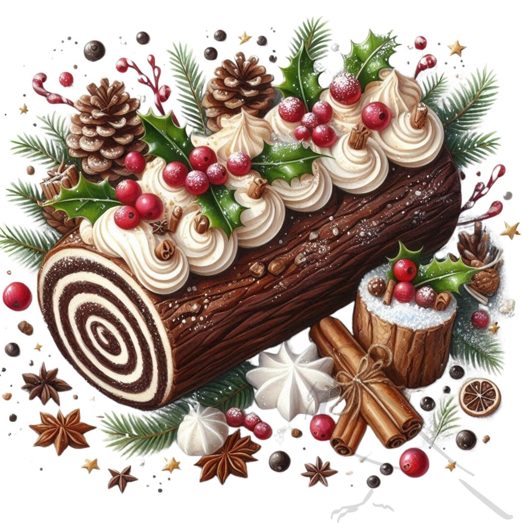 Christmas Clipart, Yule Log, High Resolution- Set of 12 Transparent - Etsy