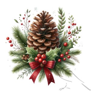 Christmas Clipart, Christmas Pinecone PNG, 24 Commercial Use Designs ...