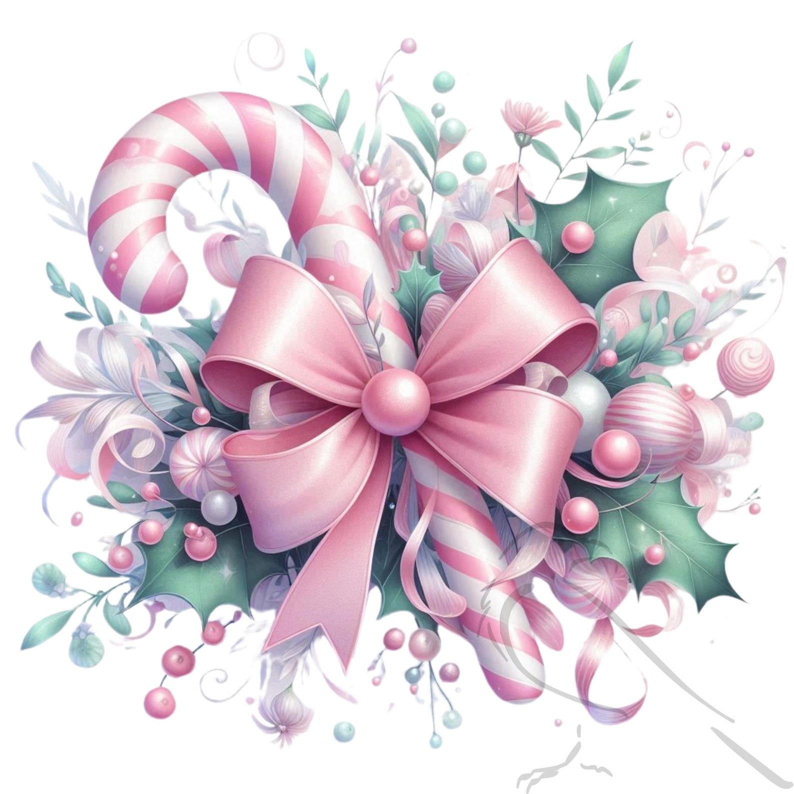 Watercolor Candy Cane Christmas Clipart: PNG Set (digital Download) - Etsy