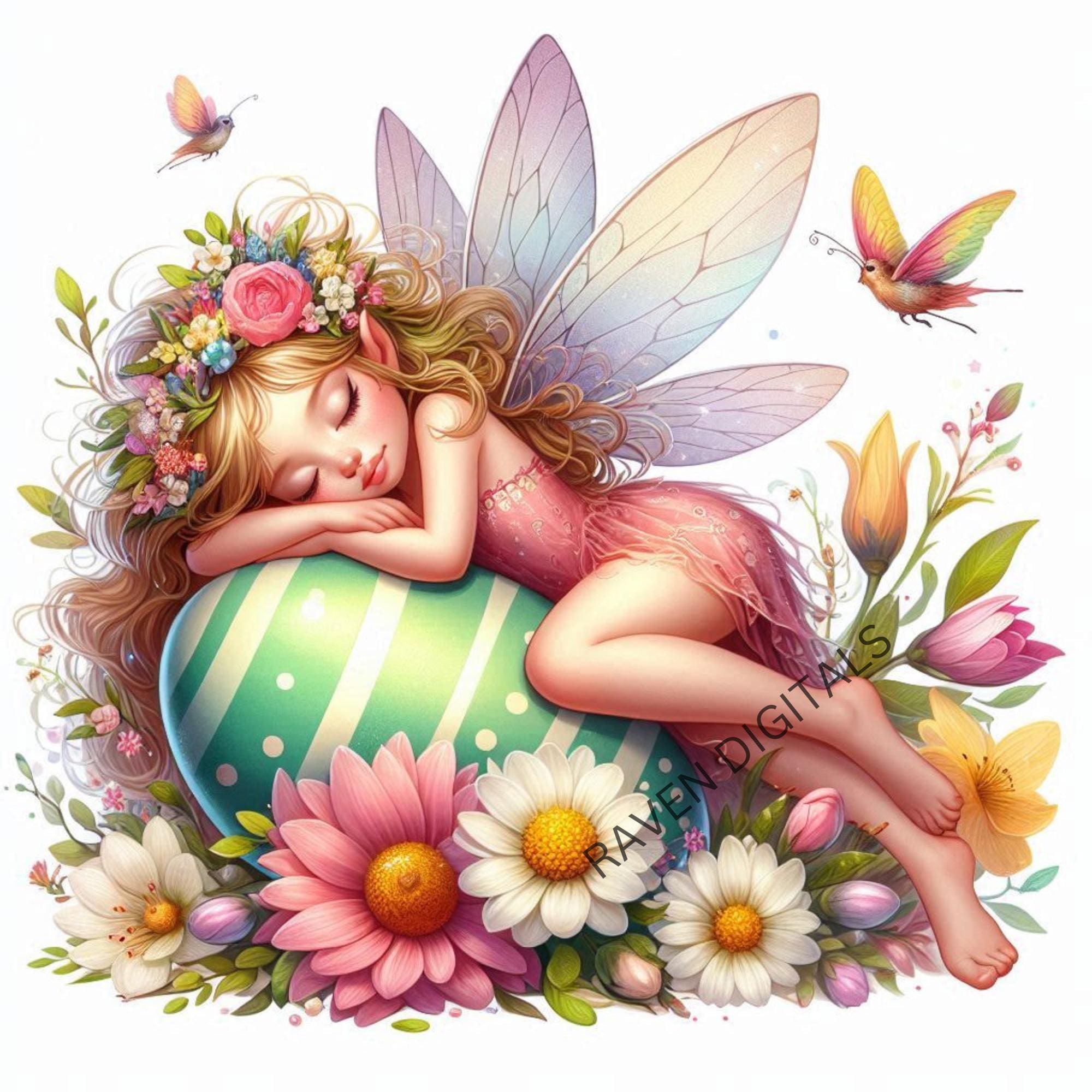 Watercolor Fairies PNG Set, Easter Fairies, Easter Clipart, Commercial ...