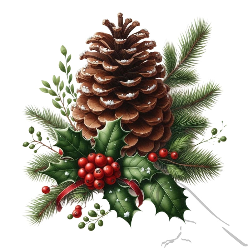 Christmas Clipart, Christmas Pinecone PNG, 24 Commercial Use Designs ...