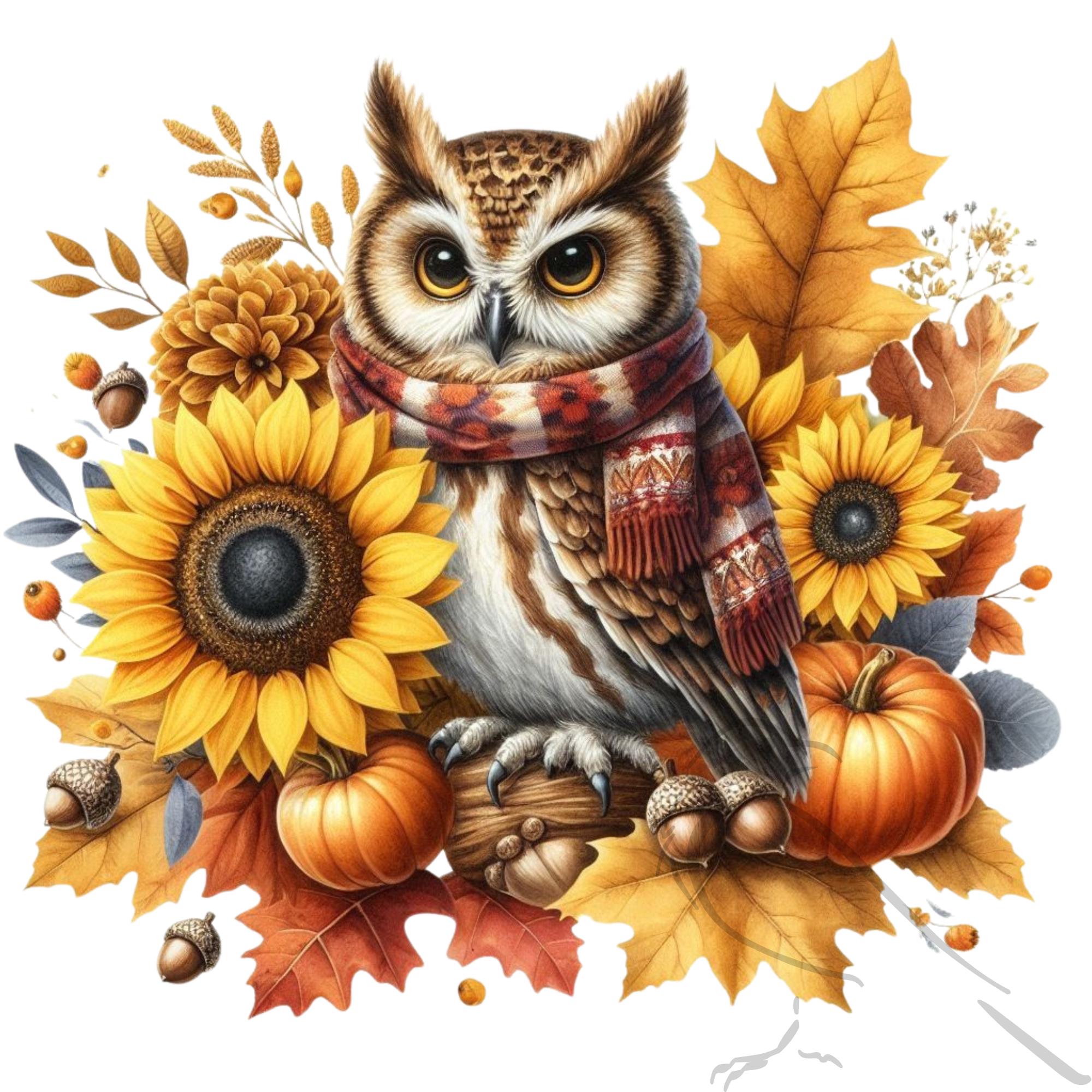 Autumn Clipart Set: Watercolor Fall Graphics, Owls, Pumpkins (PNG ...