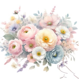 Watercolor Spring Floral Clipart: 36 Flower PNG Set (digital Download ...