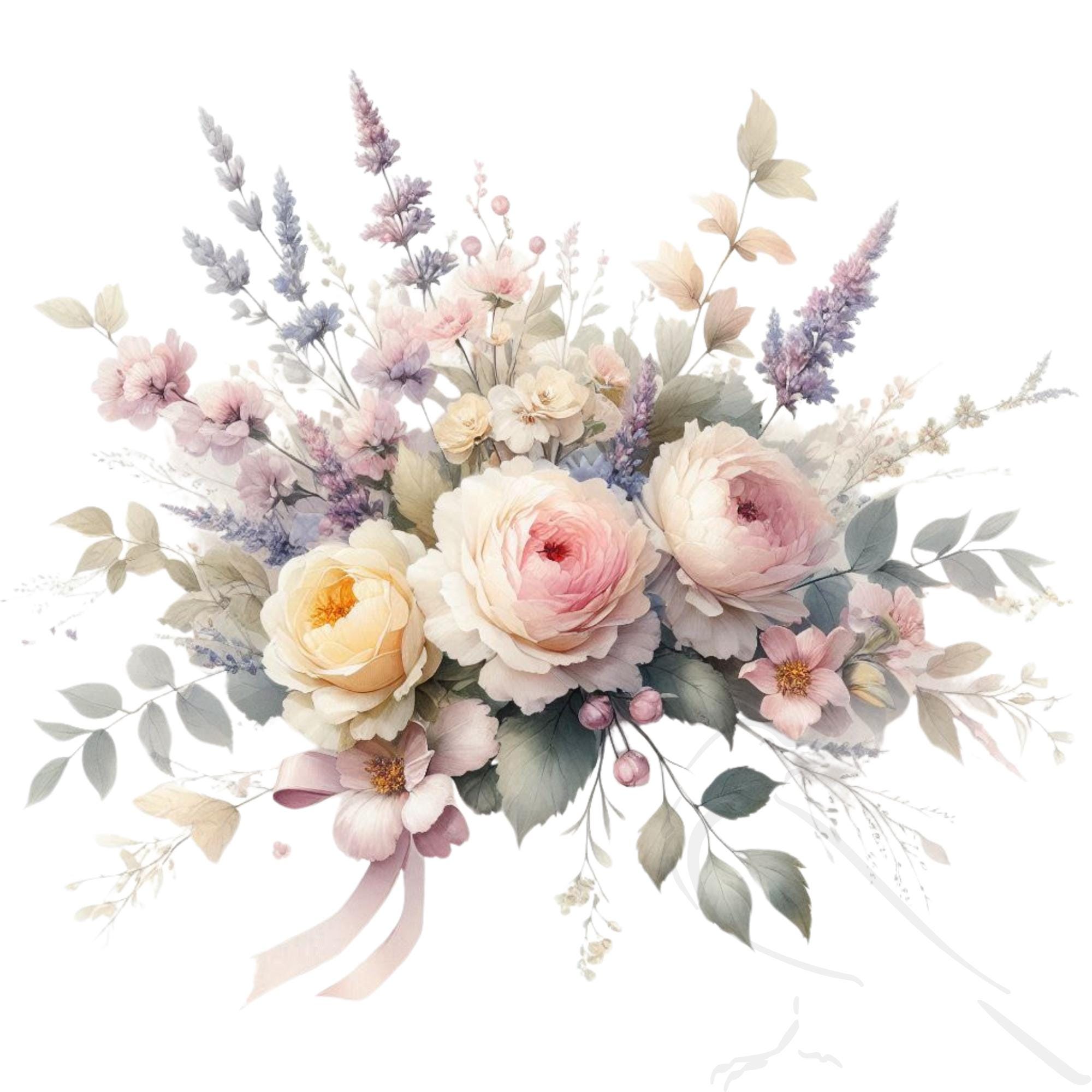 Watercolor Spring Floral Clipart: 24 Flower PNG Set (digital Download ...