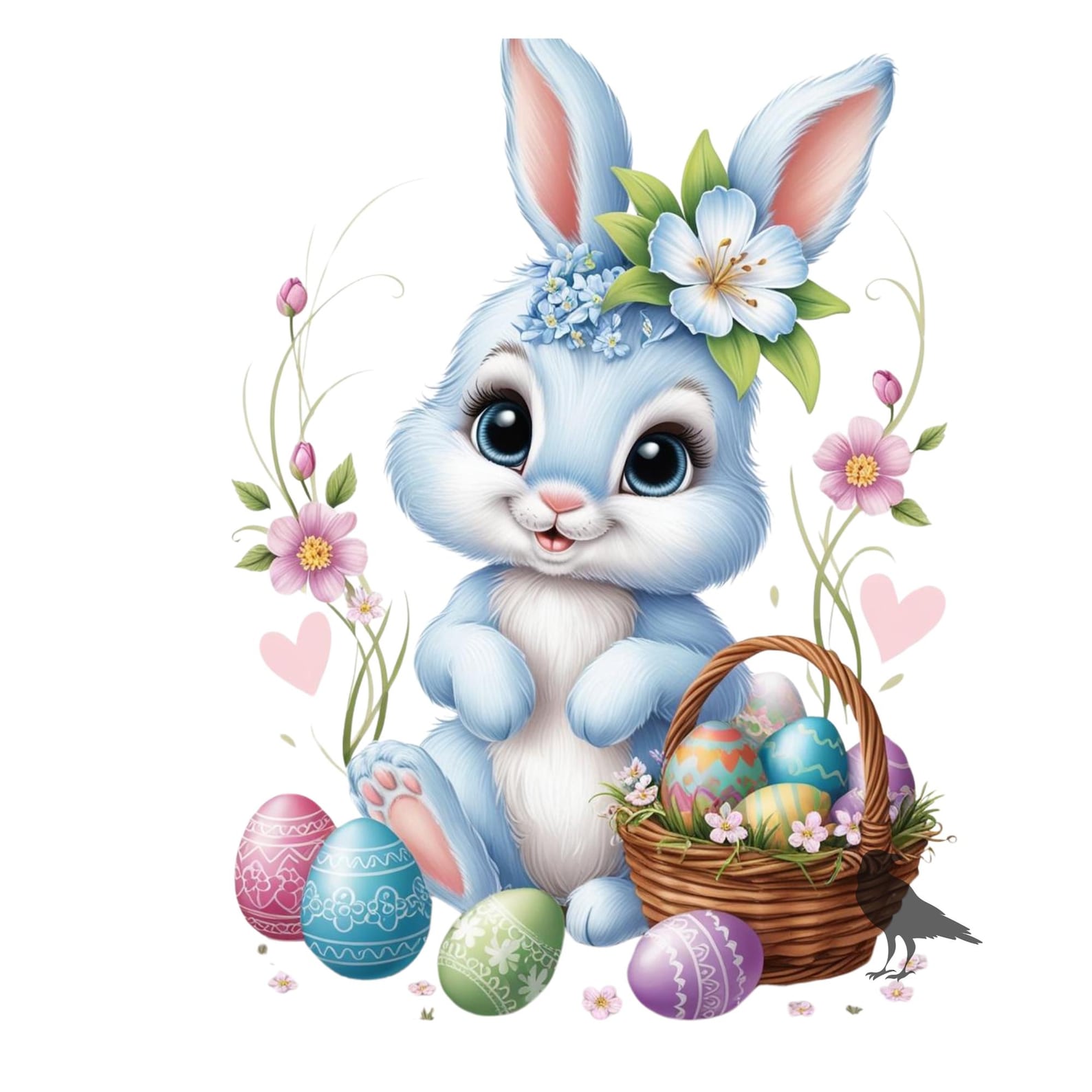 Happy Easter, Easter Bunny Clipart Set of 28, Transparent Background ...