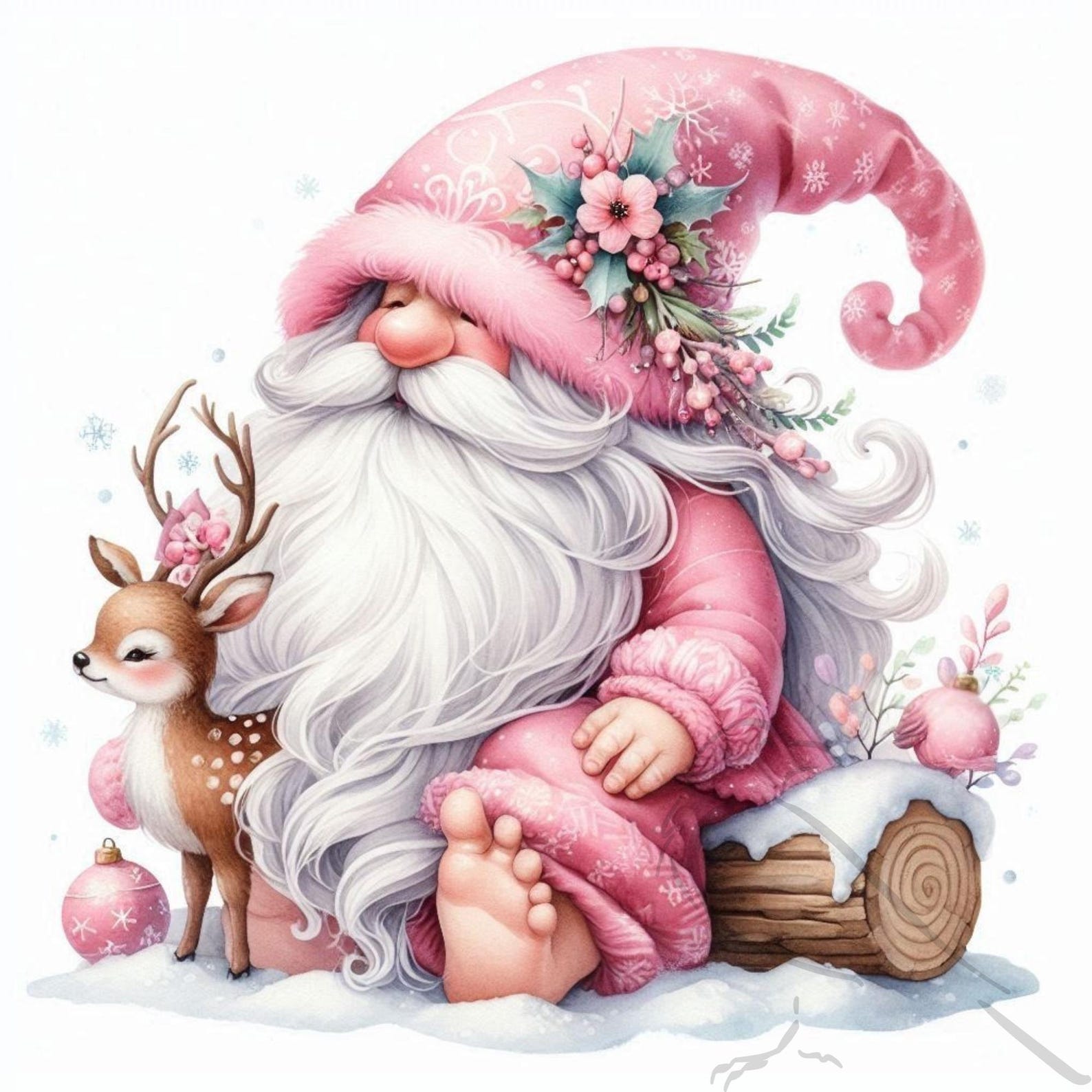 Pink Christmas Gnome Clipart: Holiday PNG Designs (digital Download ...