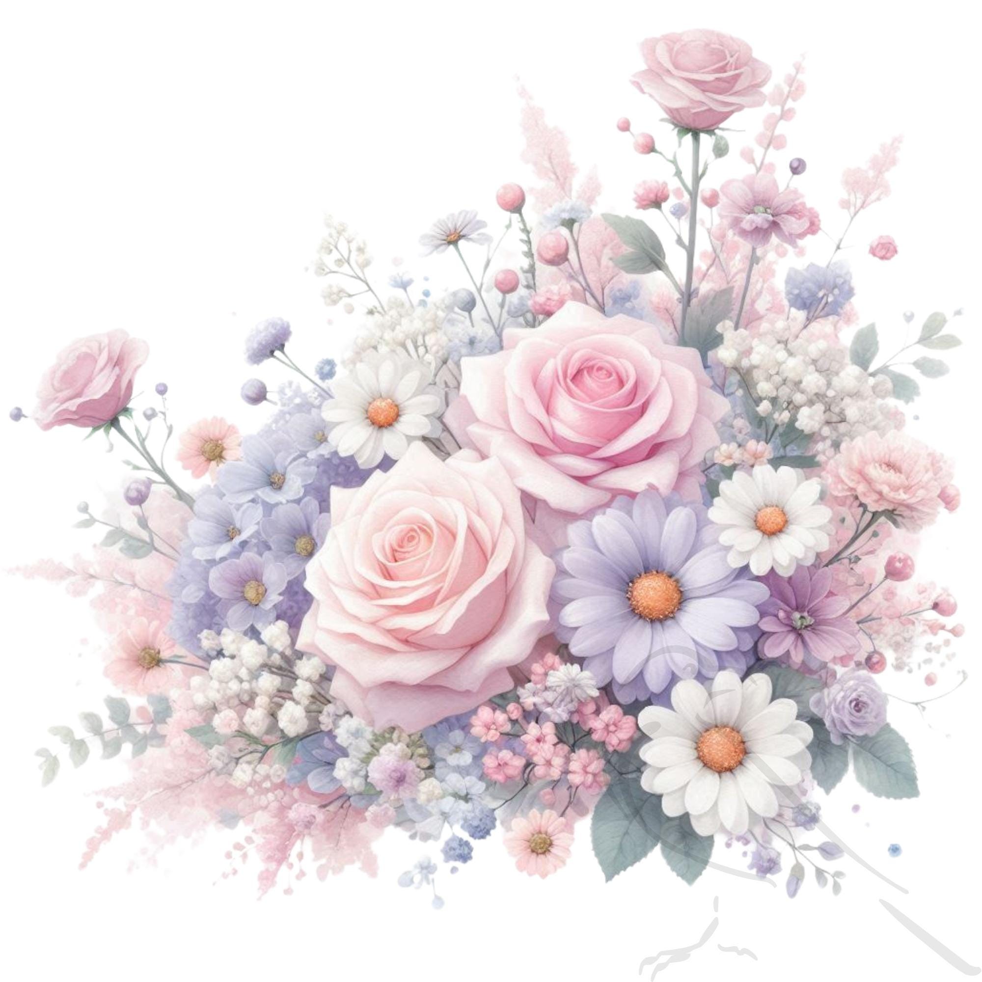 Spring Floral Clipart, Watercolor Floral - Watercolor Flowers PNG ...