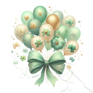 Balloons Clipart, St. Patrick's Day Clipart, 16 PNG Files Commercial ...