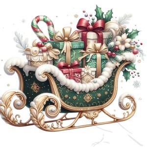 Santa Sleigh Christmas Clipart: Festive PNG Images (digital Download ...