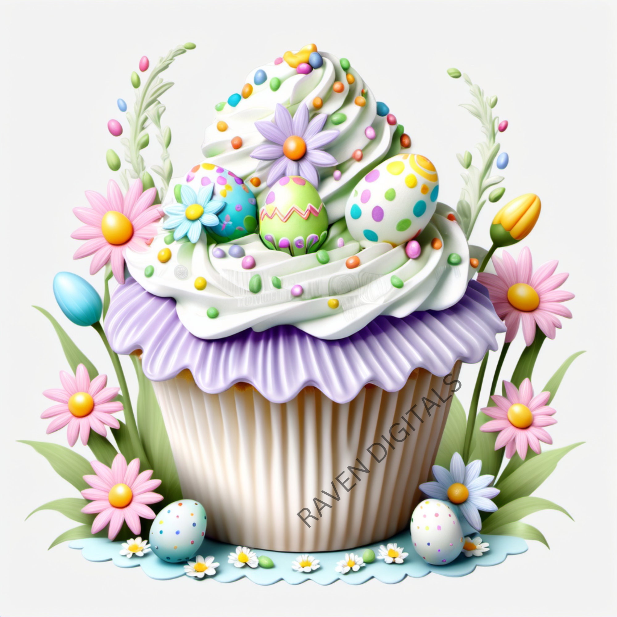 64 Easter Cupcakes PNG, SVG Cupcakes Transparent Clipart, Commercial ...