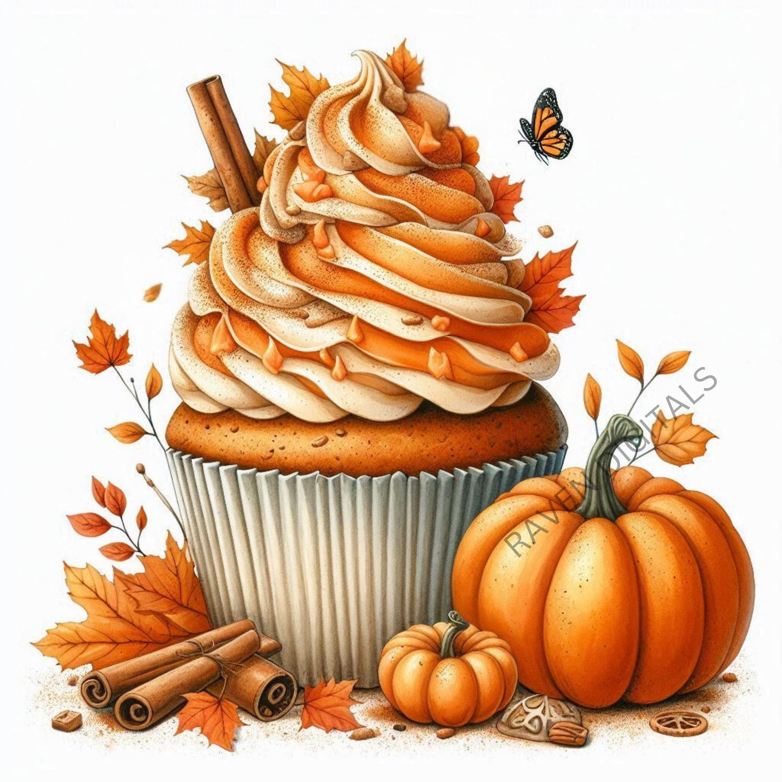 Autumn Cupcake PNG Autumn Clipart, Fall PNG, Set of 25 High-quality ...