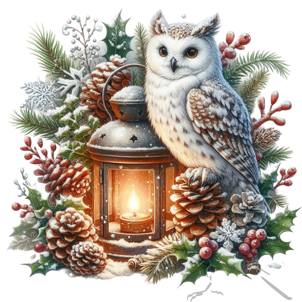 Christmas Clipart, Winter Owl PNG Holiday Clipart, Set of 16 ...