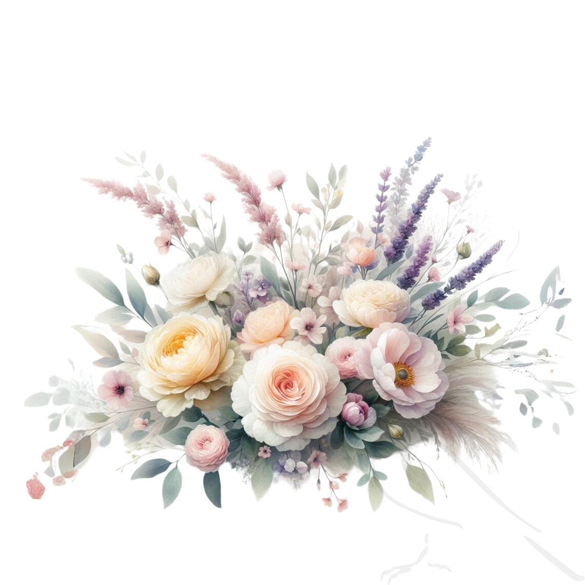 Watercolor Spring Floral Clipart: 24 Flower PNG Set (digital Download ...