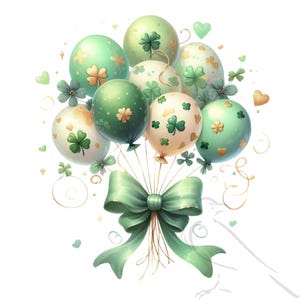 Balloons Clipart, St. Patrick's Day Clipart, 16 PNG Files Commercial ...