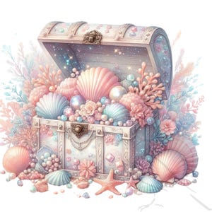 Mermaid Clipart - Under the Sea - Png -treasure Chest Instant Download ...