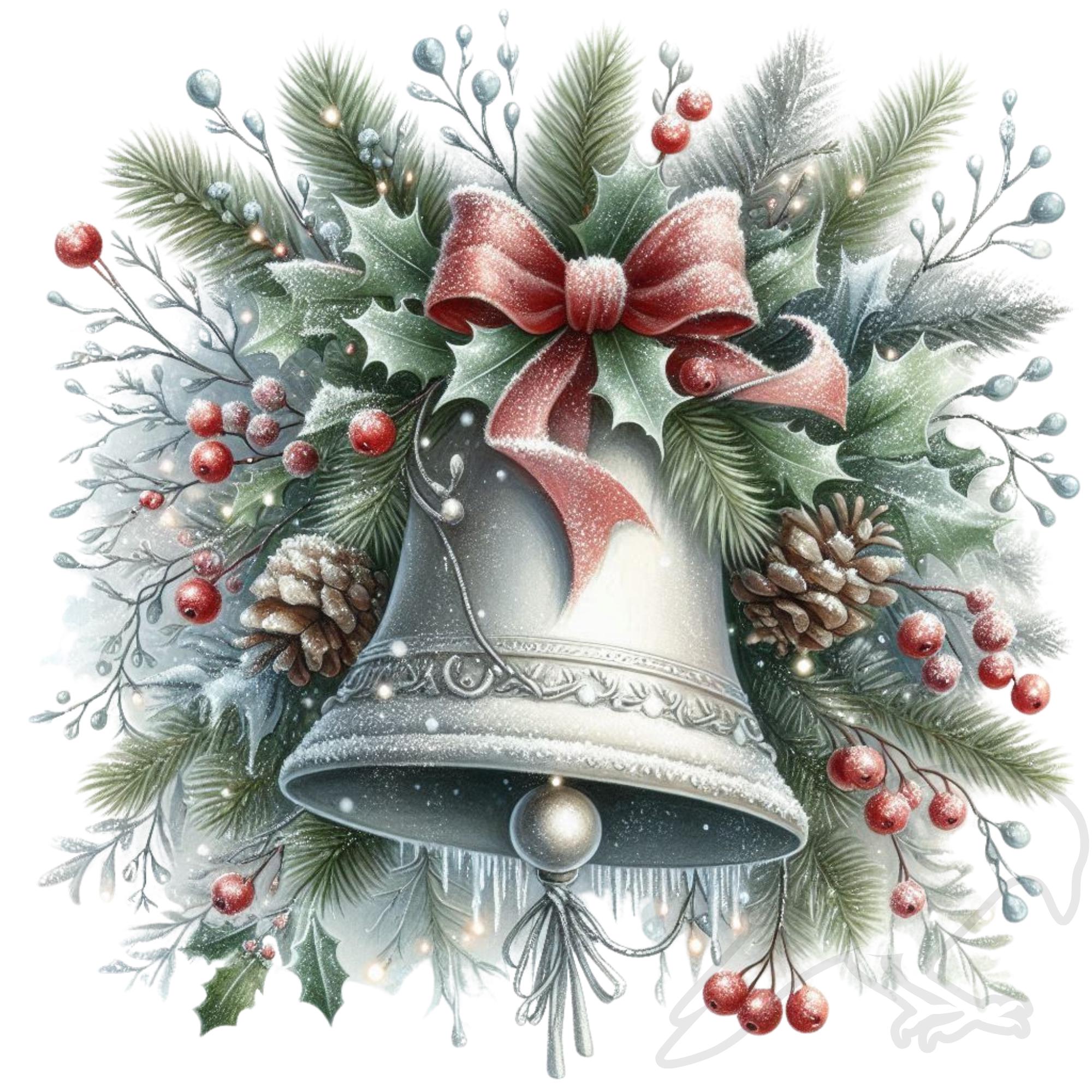 Christmas Clipart, Festive Bell PNG Holiday Clipart, Set of 14 ...