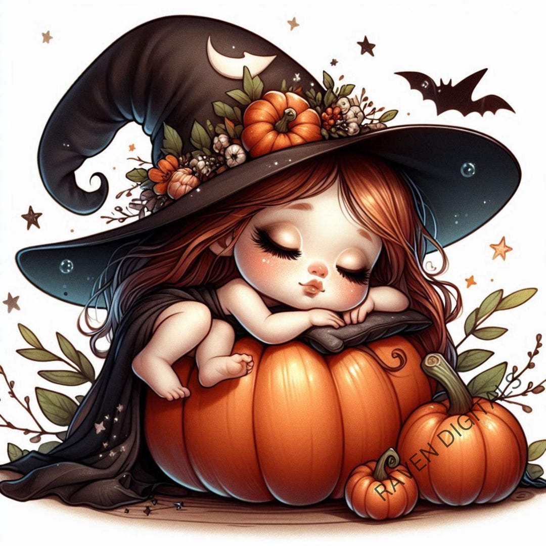 Witch Clipart, Halloween PNG Images, Pumpkins Clipart Set of 50, With ...