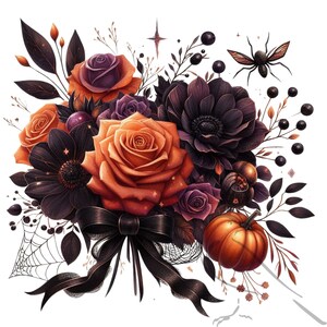 Halloween Clipart, Halloween PNG Images, Floral Bouquet Clipart Set of ...