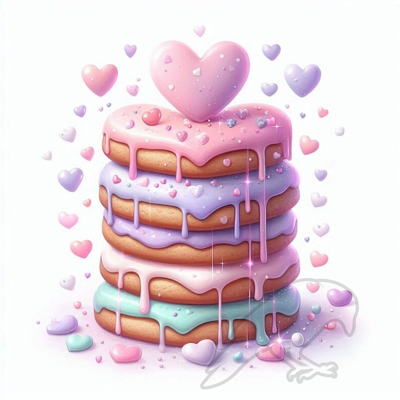 Pastel Watercolor Valentine Clipart: Cookie Hearts (PNG) With ...