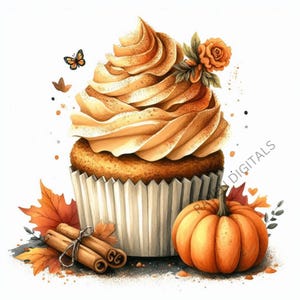 Autumn Cupcake Clipart: Fall Watercolor PNG Images (set of 25) - Etsy