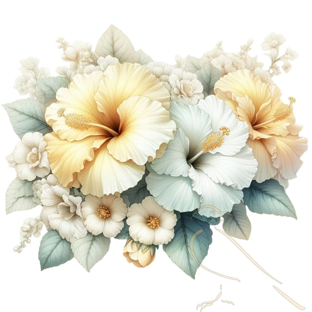 Hibiscus Flower Clipart PNG ,elegant Floral Graphics ,for Invitations ...