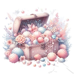 Mermaid Clipart - Under the Sea - Png -treasure Chest Instant Download ...