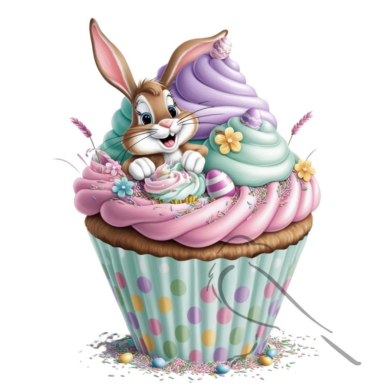Easter Bunny, Easter Cupcake, Watercolor Clipart Bundle - Perfect for ...