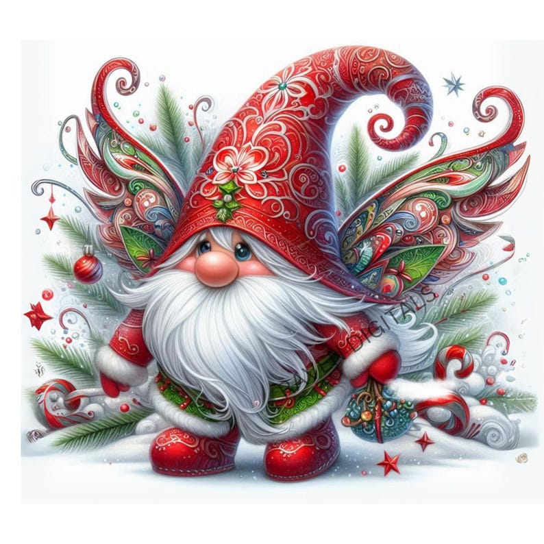 Watercolor Festive Gnome Clipart, Christmas Gnome Clipart, Winter ...