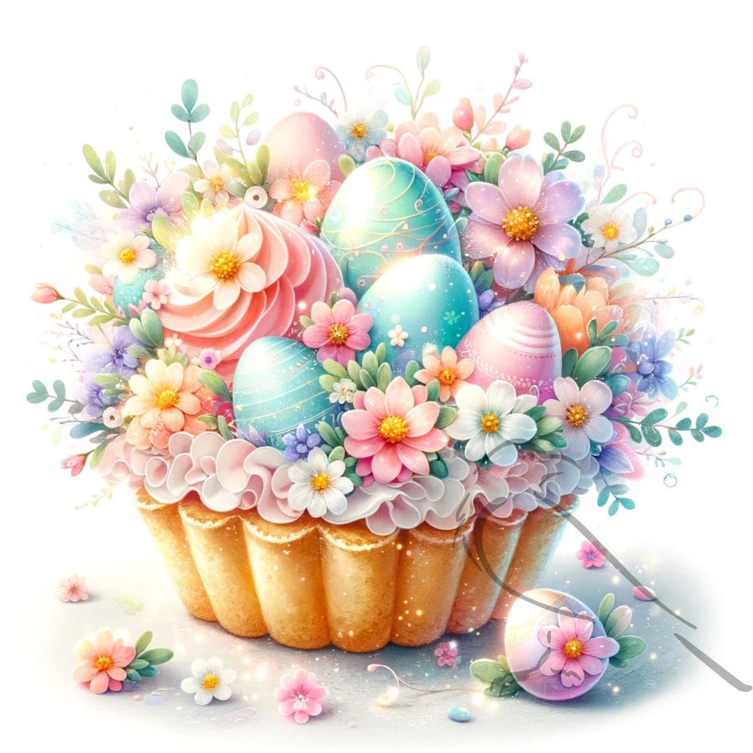 Happy Easter, Easter Watercolor Clipart Bundle - Easter Desserts ...