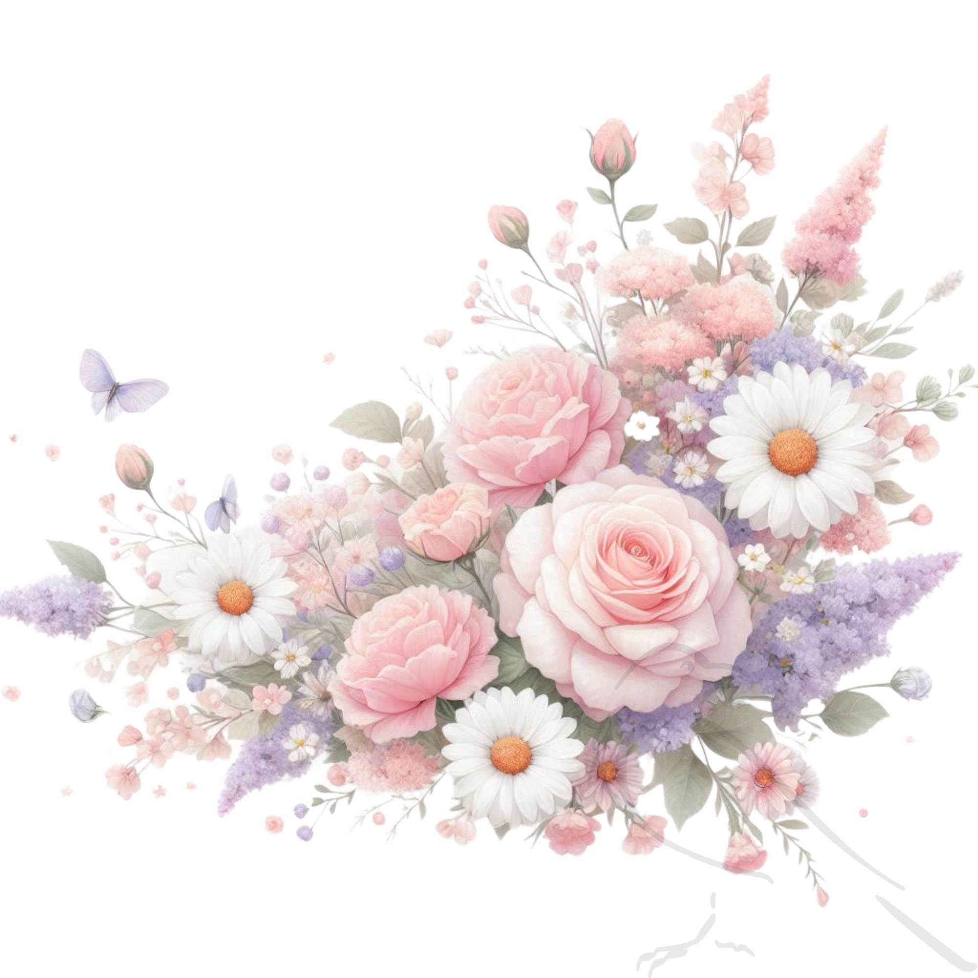 Spring Floral Clipart, Watercolor Floral - Watercolor Flowers PNG ...