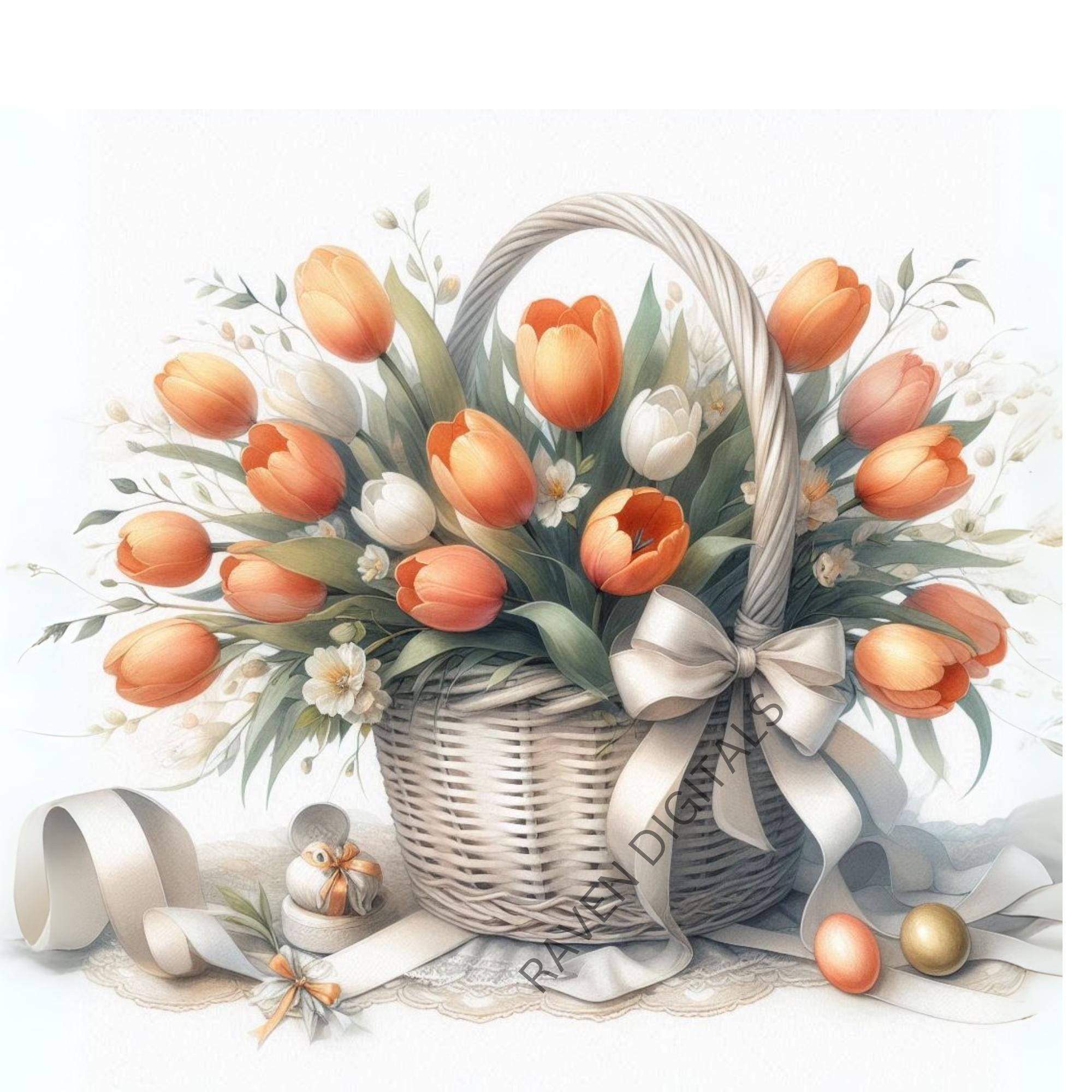 Easter Watercolor Flowers Bundle PNG Clipart Set of 27, Commercial Use ...