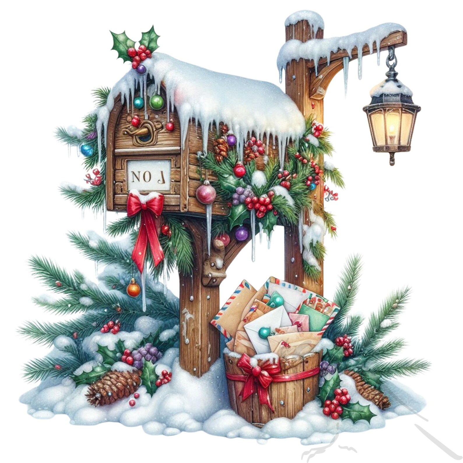 Christmas Clipart PNG, Festive Winter, Watercolor Holiday Art, Set of ...