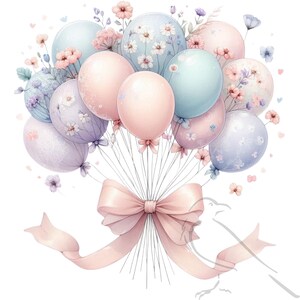 Floral Pastel Balloons PNG: Invitation Clipart (set of 20) - Etsy
