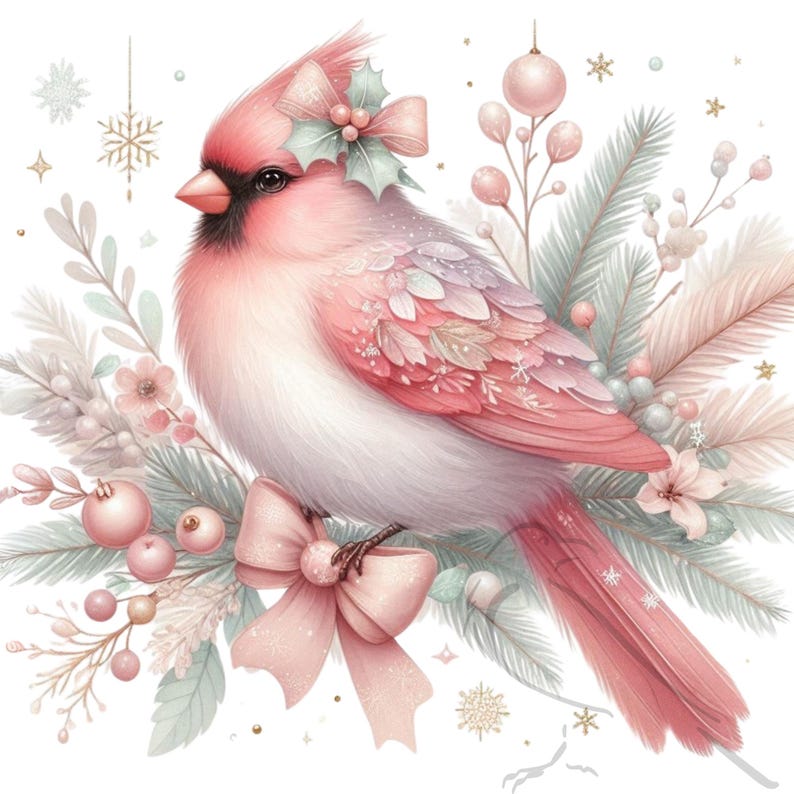 Christmas Cardinal Clipart PNG: Holiday Bird Graphics (set of 19) - Etsy