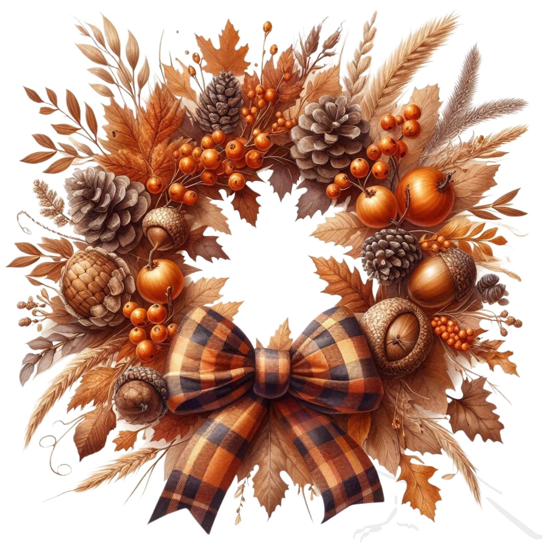 Autumn Clipart Set: Fall Wreath & PNG Graphics for Seasonal Designs - Etsy