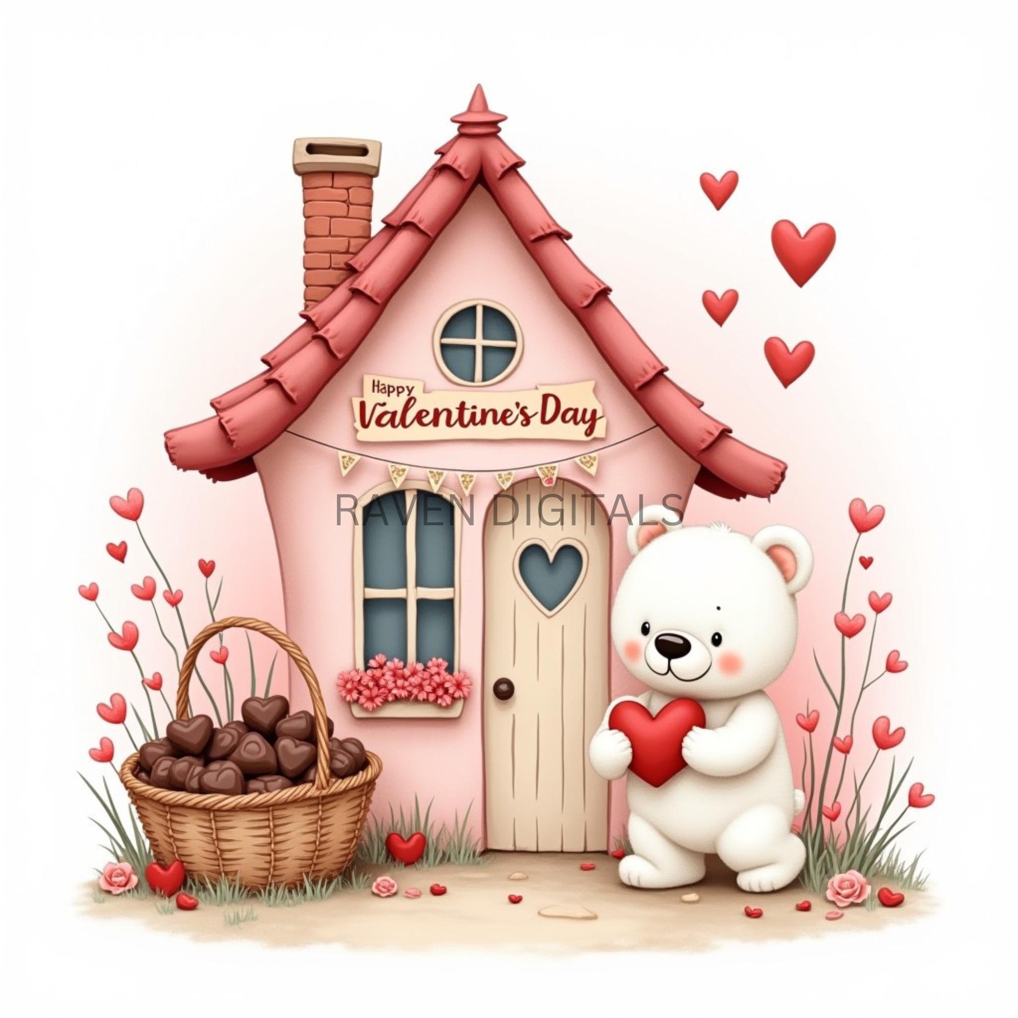 Adorable Valentine Clipart PNG Bundle With Sweet Bears Perfect for DIY ...