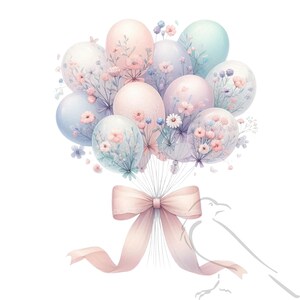 Floral Pastel Balloons PNG: Invitation Clipart (set of 20) - Etsy