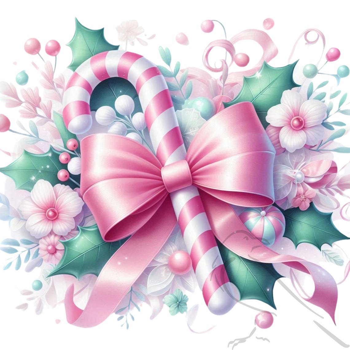Watercolor Candy Cane Christmas Clipart: PNG Set (digital Download) - Etsy