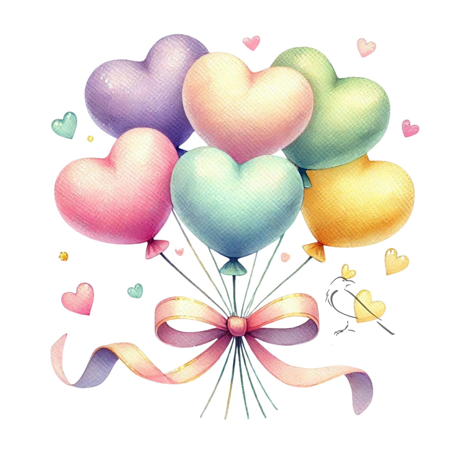 Watercolor Heart Balloons Clipart: Pastel PNG Set (digital Download) - Etsy