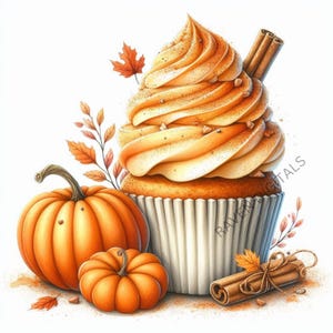 Autumn Cupcake PNG Autumn Clipart, Fall PNG, Set of 25 High-quality ...