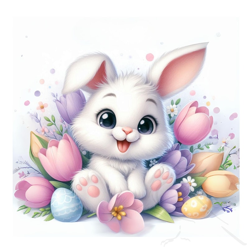 Tulip Bunny Clipart, Easter Bunny, Commercial Use (set of 12) - Etsy