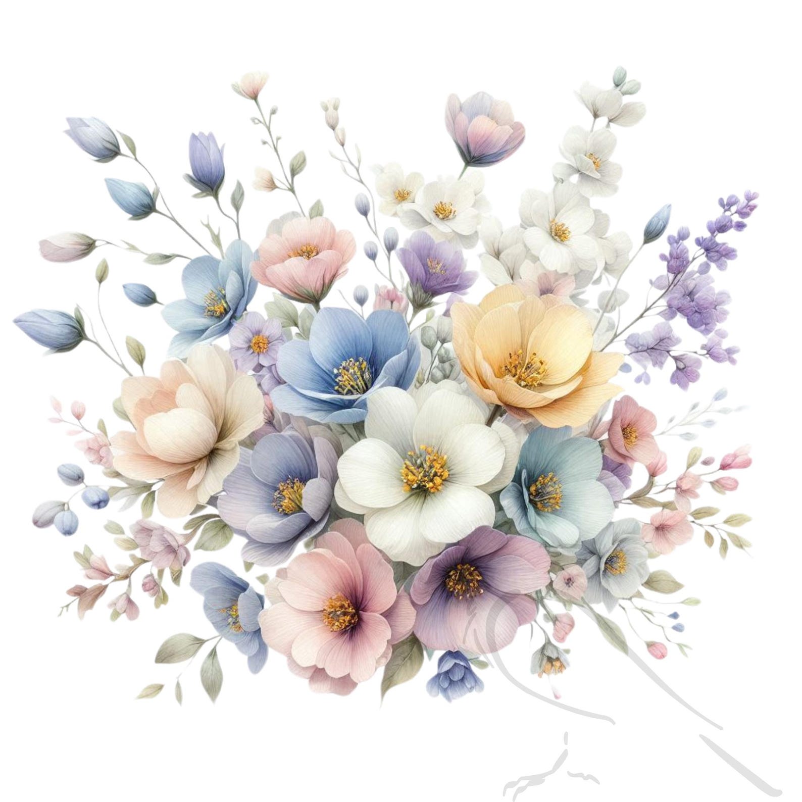 Watercolor Spring Floral Clipart: 27 PNG Flower Set (digital Download ...