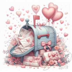 Pastel Watercolor Valentine Clipart: Love Letters & Hearts (PNG) With ...