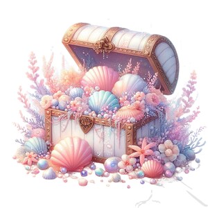 Mermaid Clipart - Under the Sea - Png -treasure Chest Instant Download ...