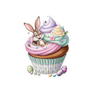 Easter Bunny, Easter Cupcake, Watercolor Clipart Bundle - Perfect for ...